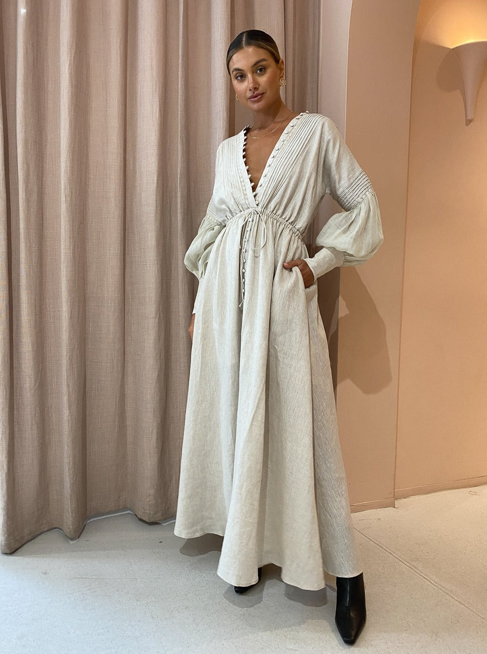 Joslin Melinda 2.0 Linen Ramie Maxi Dress in Flax – Coco & Lola