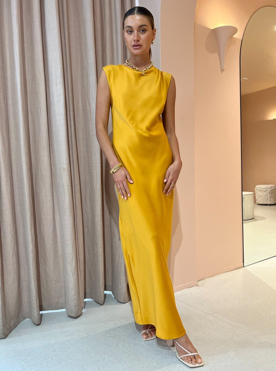Rumer Kimberly Sheath Maxi in Ochre – Coco & Lola