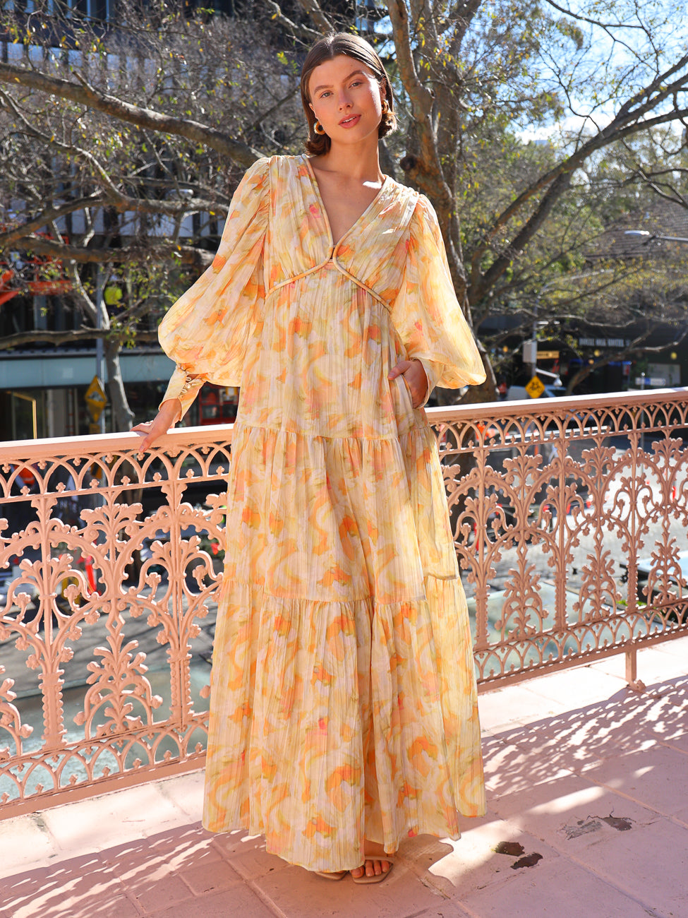 Acler Redford Maxi Dress in Ochre Cloud – Coco & Lola