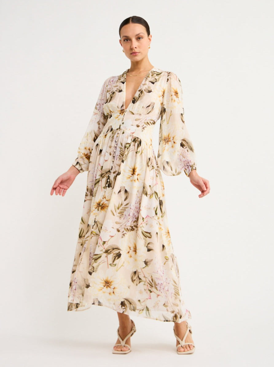Sofia The Label Capri Sheer Midi Dress in Flora Print – Coco & Lola