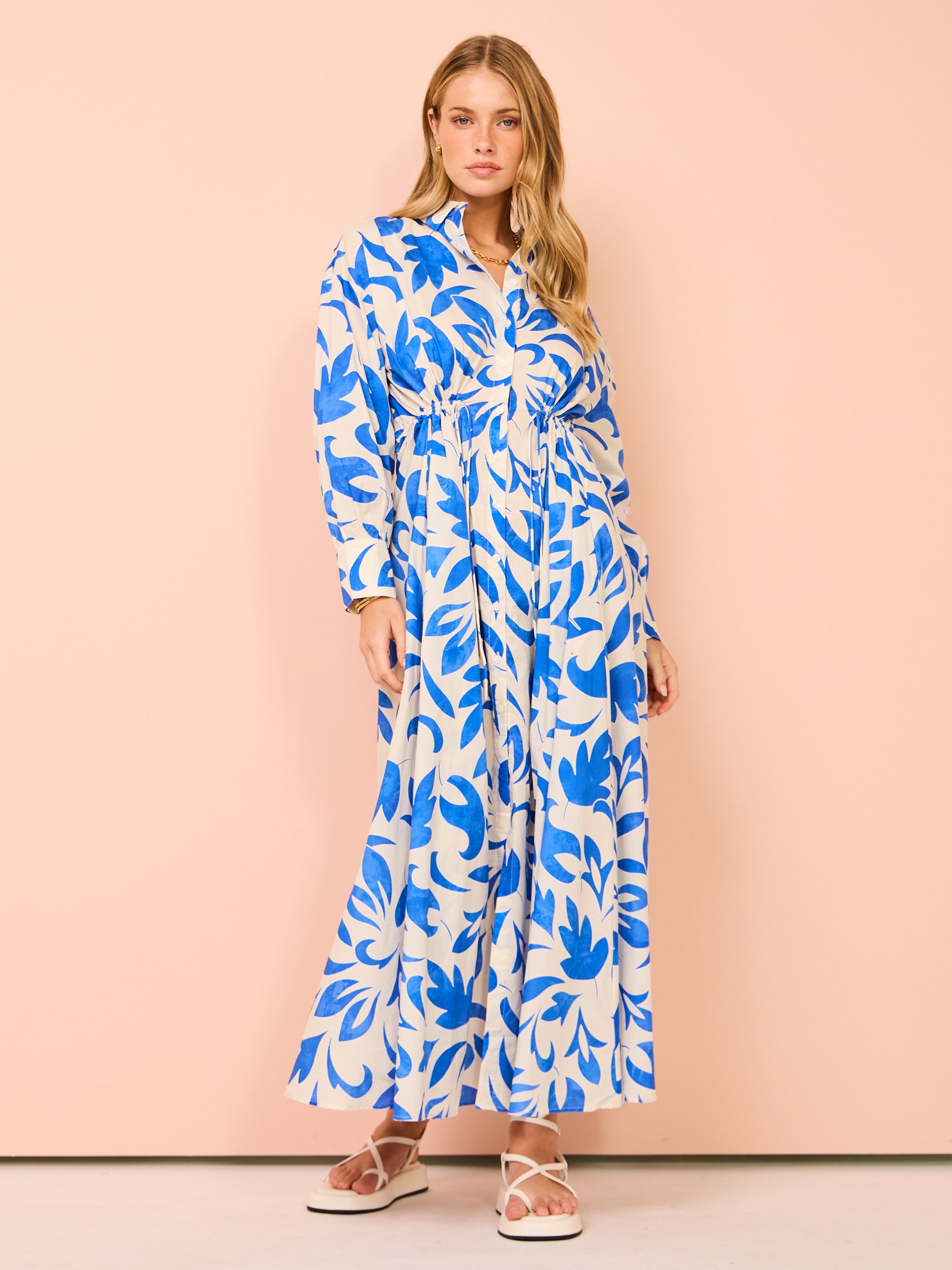 Kinney Isla Shirt Dress in Mosaic Blue – Coco & Lola