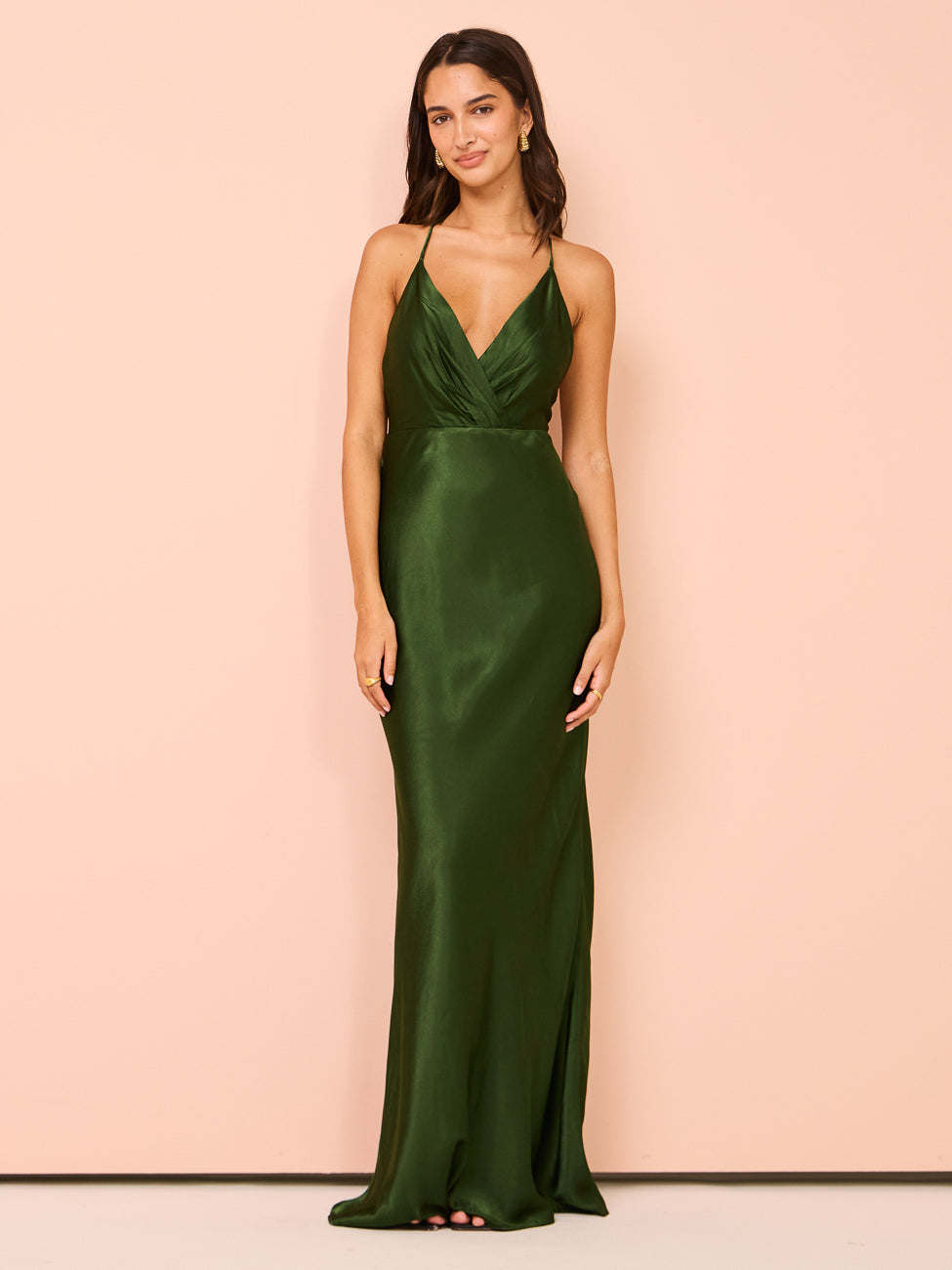 Shona Joy Elia Plunged Open Back Halter Maxi Dress in Fern – Coco & Lola