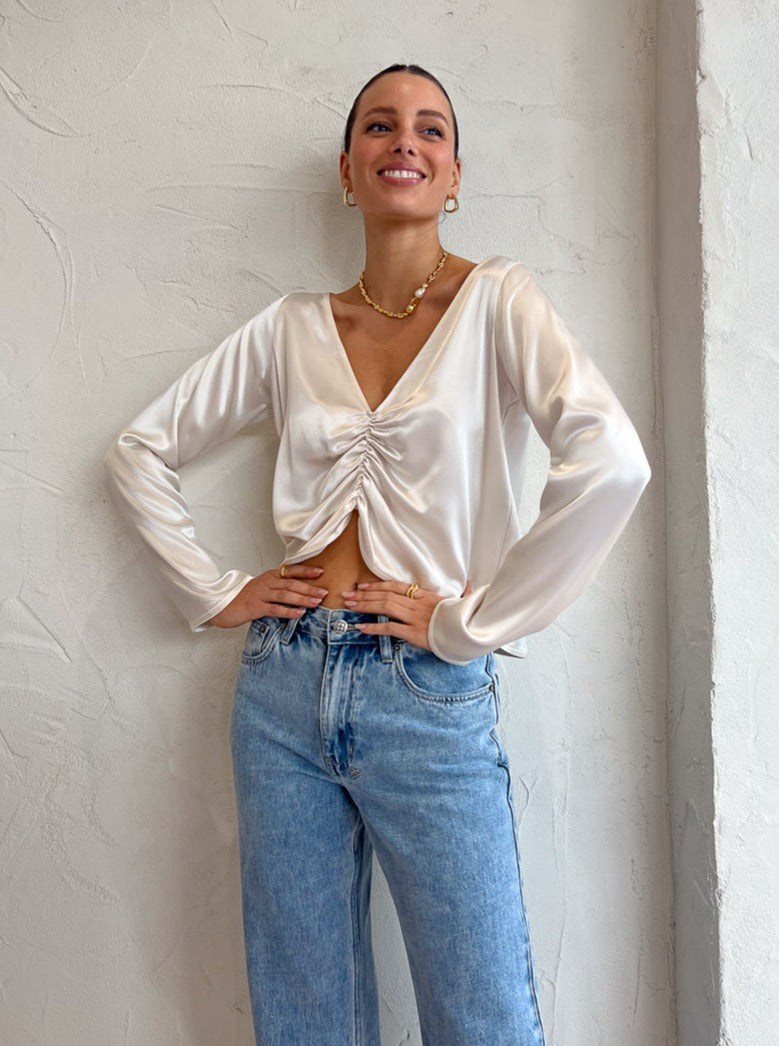 Dominique Healy Odetta Top in Oyster – Coco & Lola