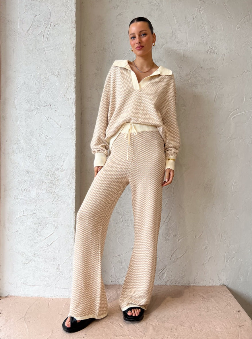 Isabelle Quinn Nadine Knit Pant in Cream/Caramel – Coco & Lola