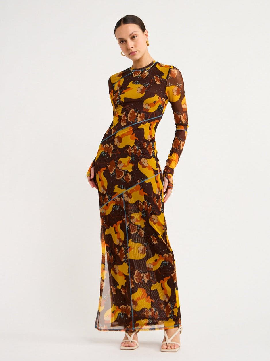 Sir Jacques Mesh Panelled Midi Dress in Expressionist – Coco & Lola