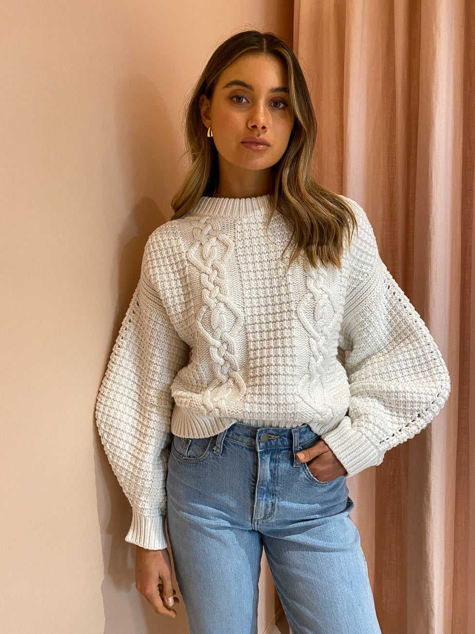 Shona Joy Willow Cocoon Sleeve Cable Jumper In Rice – Coco & Lola
