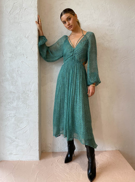 Suboo Stella Cut Out Maxi Dress in Green Paisley – Coco & Lola